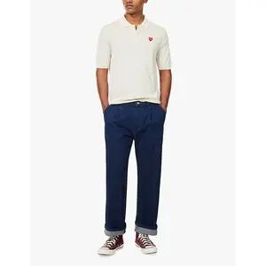 Play Comme Des Garcon Logo-patch Short-sleeve Wool Polo Shirt