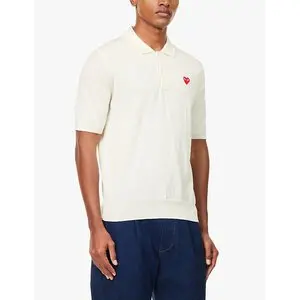 Play Comme Des Garcon Logo-patch Short-sleeve Wool Polo Shirt