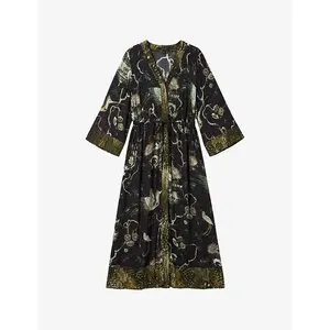 ALLSAINTS Diana Graphic Print Woven Wrap Dress - Taravao Soft G