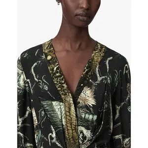 ALLSAINTS Diana Graphic Print Woven Wrap Dress