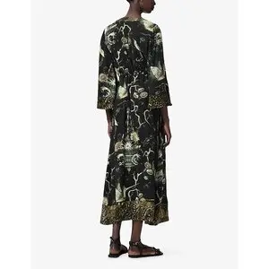ALLSAINTS Diana Graphic Print Woven Wrap Dress