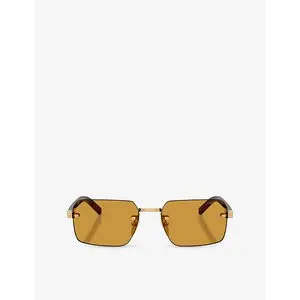 Prada Pr D55s Square-frame Metal Sunglasses - Gold