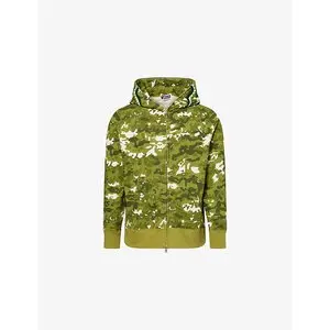 A BATHING APE Pixel-camo Shark-appliqué Cotton Hoody