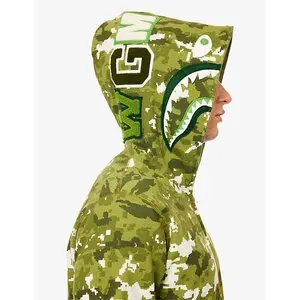 A BATHING APE Pixel-camo Shark-appliqué Cotton Hoody
