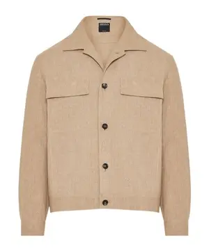 Zegna Long Sleeved Buttoned Overshirt - Nude