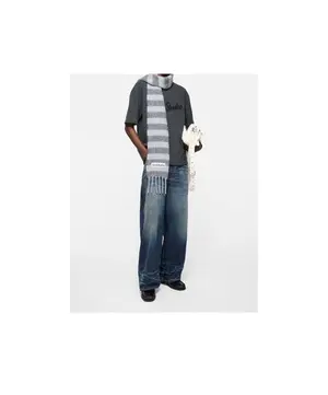 Acne Studios Stripe-pattern Fringed Scarf