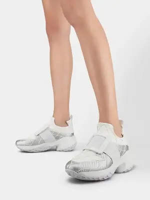 ROGER VIVIER Viv' Run Technical Lacquered Buckle Sneakers In Technical Fabric