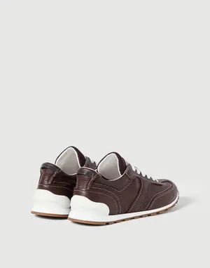 Brunello Cucinelli Grained Soft Leather Runners With Shiny Loops