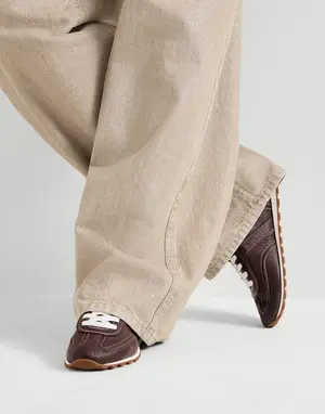 Brunello Cucinelli Grained Soft Leather Runners With Shiny Loops