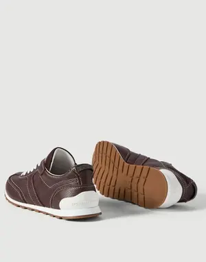 Brunello Cucinelli Grained Soft Leather Runners With Shiny Loops