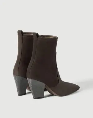 Brunello Cucinelli Suede Ankle Boots With Precious Heel