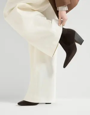 Brunello Cucinelli Suede Ankle Boots With Precious Heel