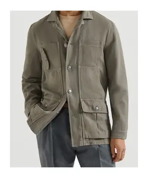 Brunello Cucinelli Cotton And Linen Canvas Outerwear Jacket