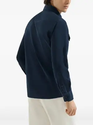 Brunello Cucinelli Garment-dyed Easy-fit Western Shirt In Narrow-wale Corduroy - Blue