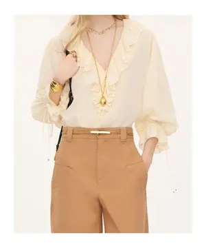 Chloé Ruffled V-neck High-low Top