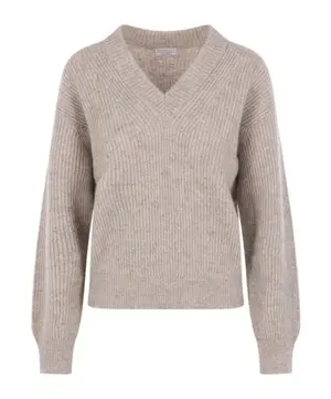 Brunello Cucinelli Long-sleeve Knit Top - Nude