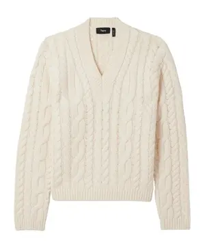 Theory Cable-knit Wool And Cashmere-blend Sweater - Ivory