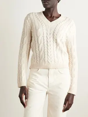 Theory Cable-knit Wool And Cashmere-blend Sweater
