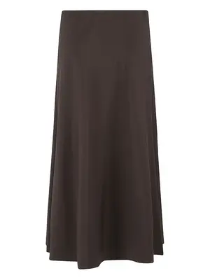 Brunello Cucinelli A-line Flared Hem Midi Skirt - Brown