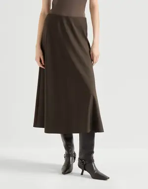 Brunello Cucinelli A-line Flared Hem Midi Skirt - Brown