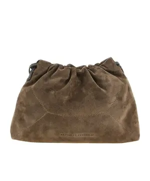 Brunello Cucinelli Drawstring Logo Embossed Pouch - Brown