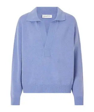 Victoria Beckham Genevieve Wool And Cashmere Polo Shirt - Light Blue
