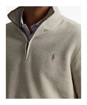 Polo Ralph Lauren Mesh-knit Quarter-zip Sweater - Nude