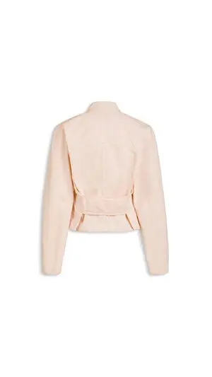 Alaïa Cotton Denim Jacket With High Collar And Zip-up Front - Pink