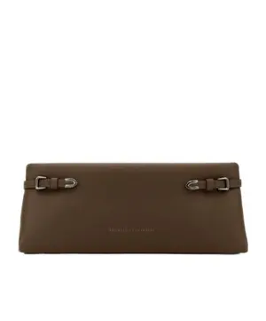 Brunello Cucinelli Buckled Leather Clutch Bag - Green