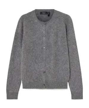 Theory Brushed Cashmere Cardigan - Charcoal-grey