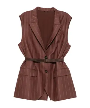 Brunello Cucinelli Pinstripe-pattern Sleeveless Vest - Red