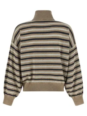 Brunello Cucinelli Striped Lamé-knit Sweater