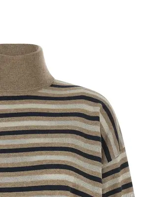 Brunello Cucinelli Striped Lamé-knit Sweater
