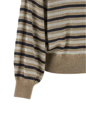 Brunello Cucinelli Striped Lamé-knit Sweater