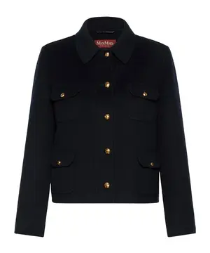 Max Mara Long-sleeved Casual Jacket - Navy Blue
