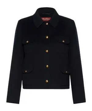 Max Mara Max Mara Fitted Jacket With Metal Buttons Navy Blue