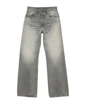 Acne Studios Faded Logo-patch Wide-leg Jeans - Ash Grey