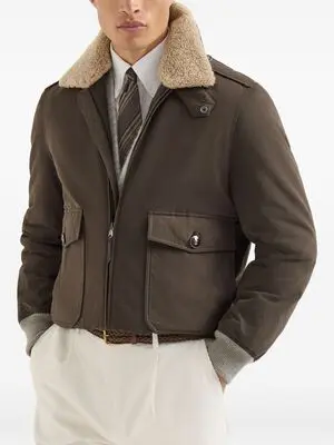 Brunello Cucinelli Detachable Shearling Collar Bomber Jacket - No