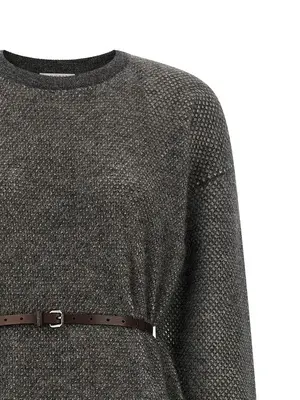 Brunello Cucinelli Monile Belted Mesh-knit Midi Dress