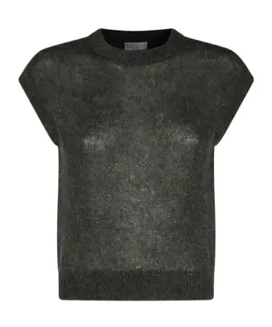 Brunello Cucinelli Knitted Top - Charcoal-grey