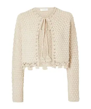 Rabanne Crochet-knit Long-sleeved Cardigan - Nude