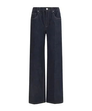 Brunello Cucinelli Contrast Stitch Wide-leg Jeans - Black