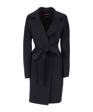 Max Mara Belted Lapel Coat - Navy Blue