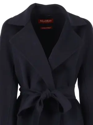 Max Mara Belted Lapel Coat - Navy Blue