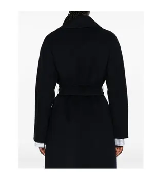 Max Mara Belted Lapel Coat - Navy Blue