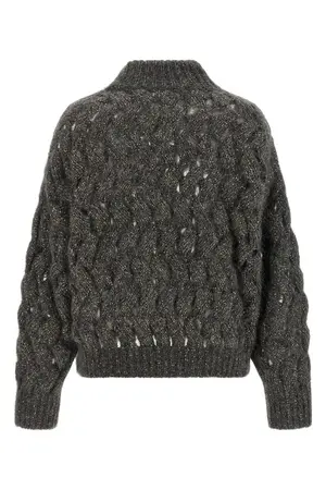Brunello Cucinelli Dazzling Waves Mohair Blend Sweater - Black