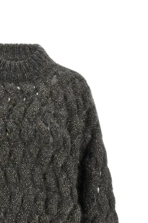 Brunello Cucinelli Dazzling Waves Mohair Blend Sweater - Black