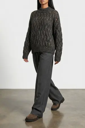 Brunello Cucinelli Dazzling Waves Mohair Blend Sweater - Black