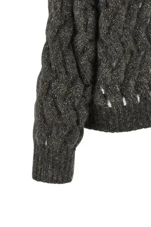 Brunello Cucinelli Dazzling Waves Mohair Blend Sweater - Black