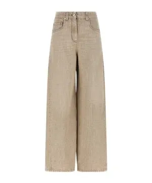 Brunello Cucinelli Monile-detail Wide Barrel Jeans - Beige
